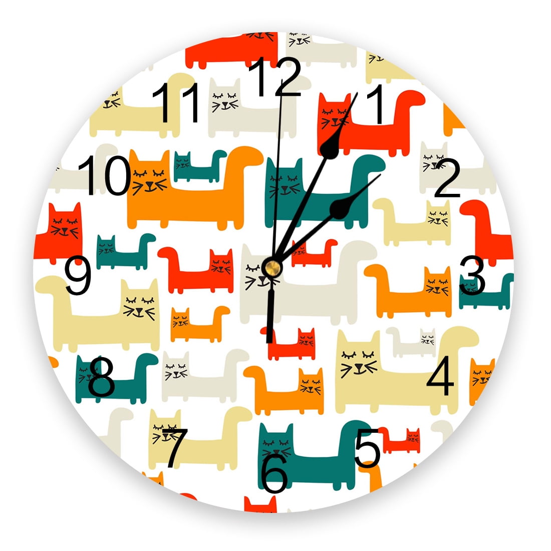 Cat Looking Straight Silent Decorative Wall Clock Digital Clock ...