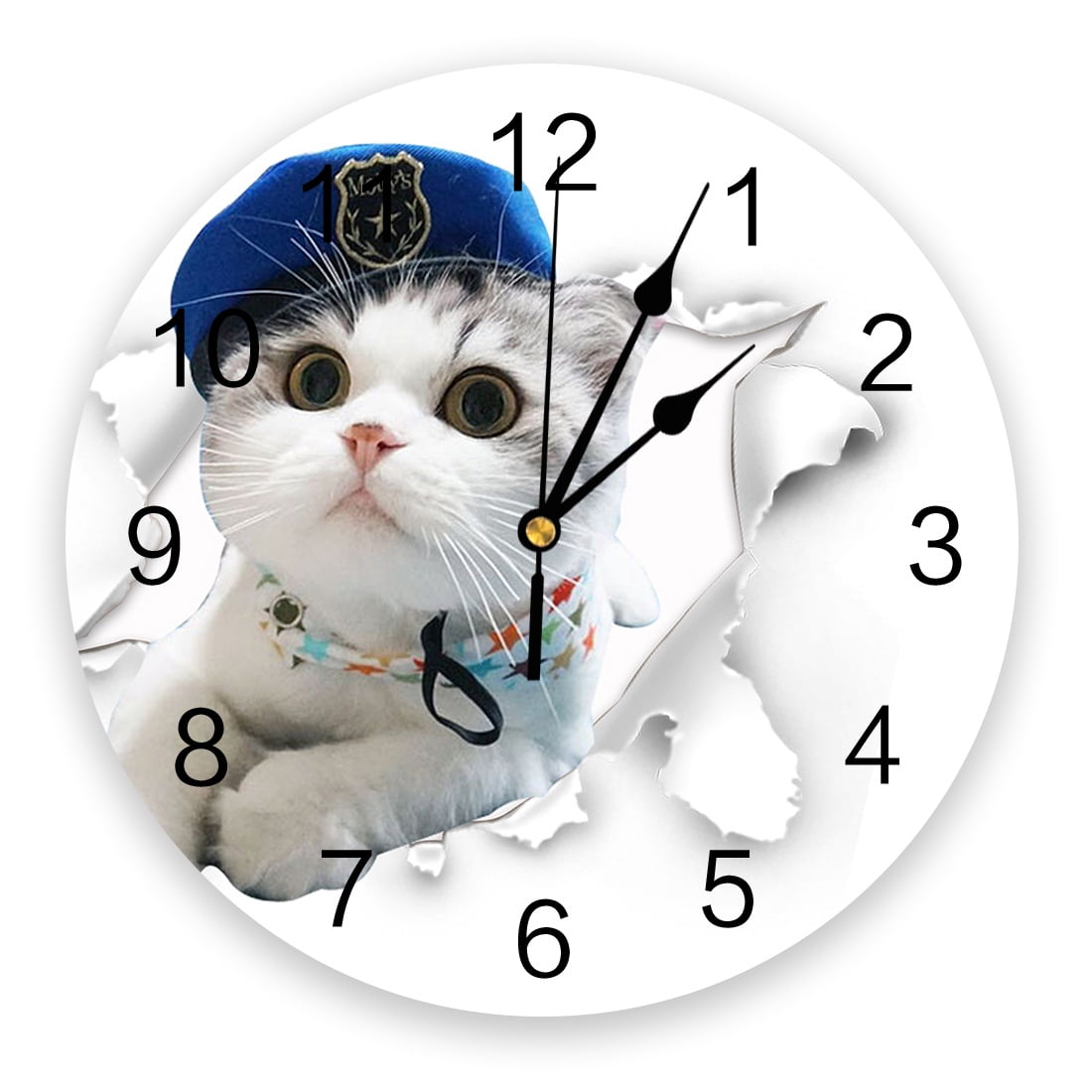 Cat Looking Straight Silent Decorative Wall Clock Digital Clock ...