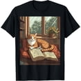 Cat Lounging On Book By Window Scene T-Shirt - Walmart.com