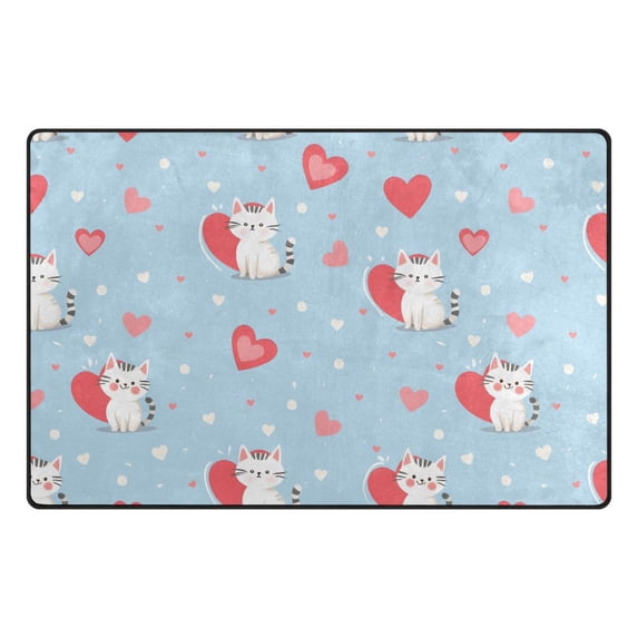 Cat Love Pattern Memory Foam Area Rug 60"x39" Non Slip, Absorbent, Fade ...