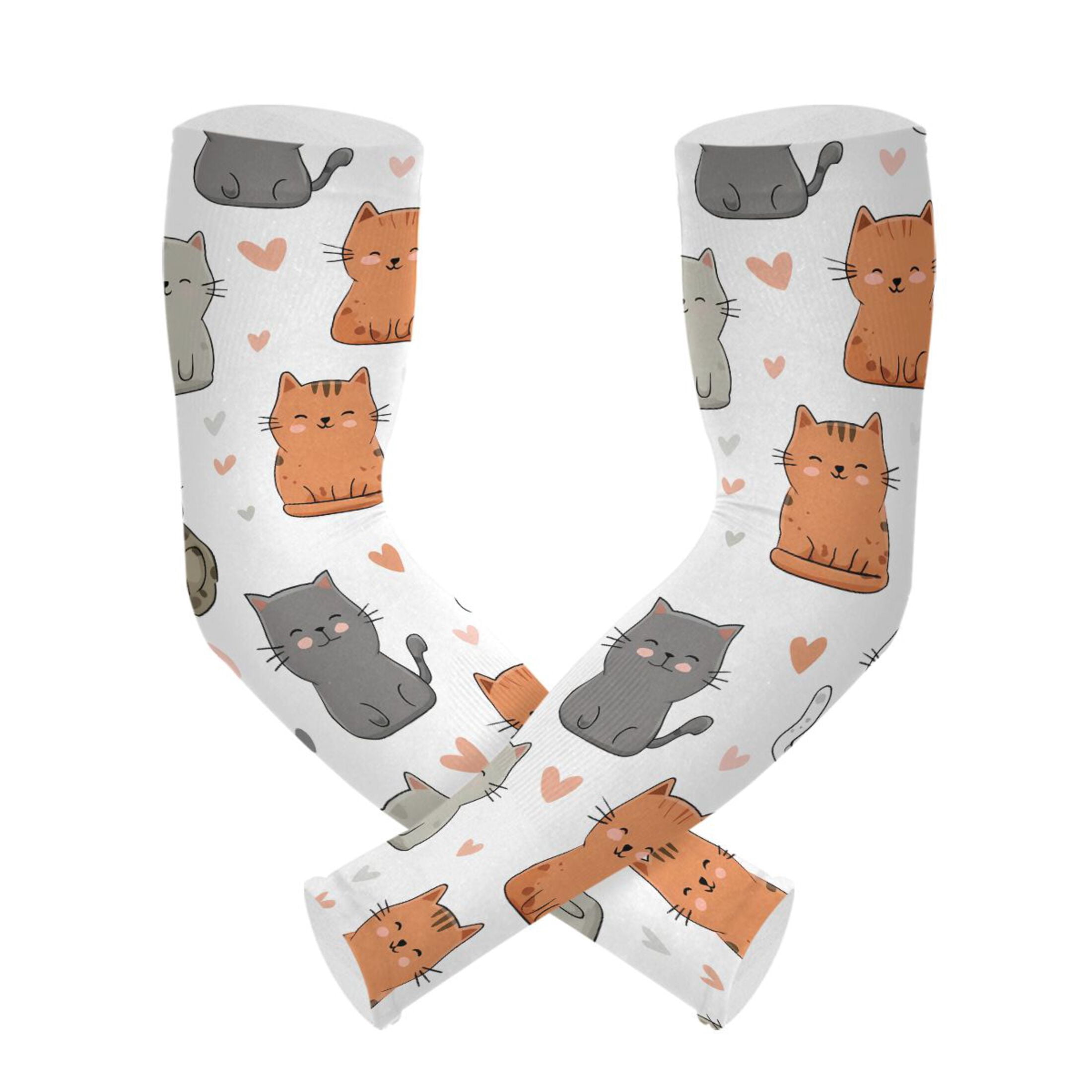 Cat Love Pattern UV Protection Cooling Arm Sleeves, Compression Sun ...