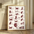 Cat Love Story Red Sketch Minimalist Feline Black And White Decor ...
