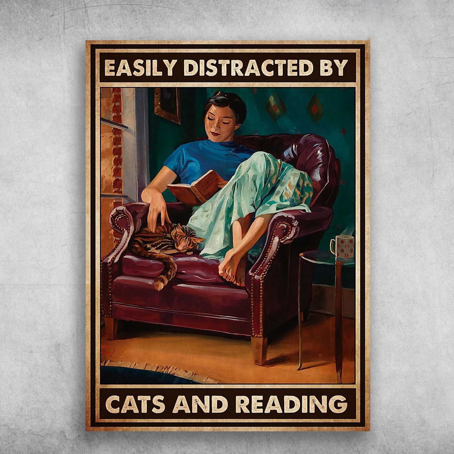 Cat Lover, Book Reading, Easily Distracted By, Cats And Reading 16 x 24 ...