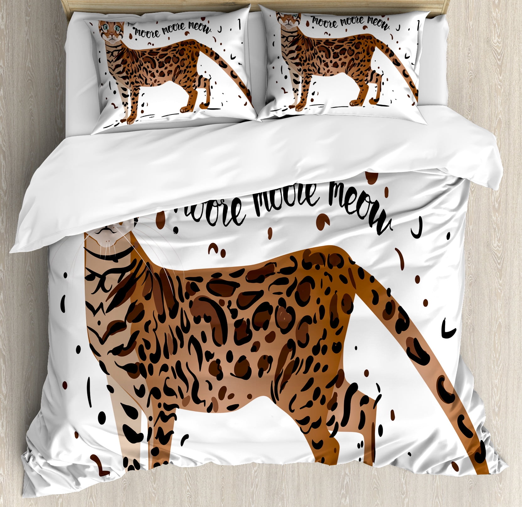 Cat Lover Duvet Cover Sets, Kitty Looks Like a Tiger Spotted Fur and ...