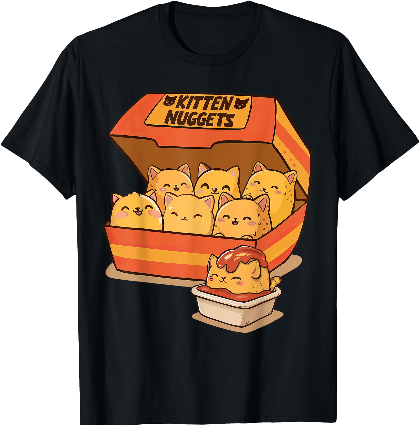 Cat Lover Fast Food Chicken Nuggets Cat Foodie Kitten Nuggets Unisex T ...