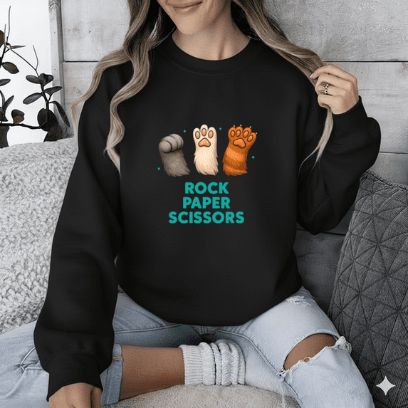 Cat Lover Funny Rock Paper Scissors Humor Quote Retro Feline Game Style ...