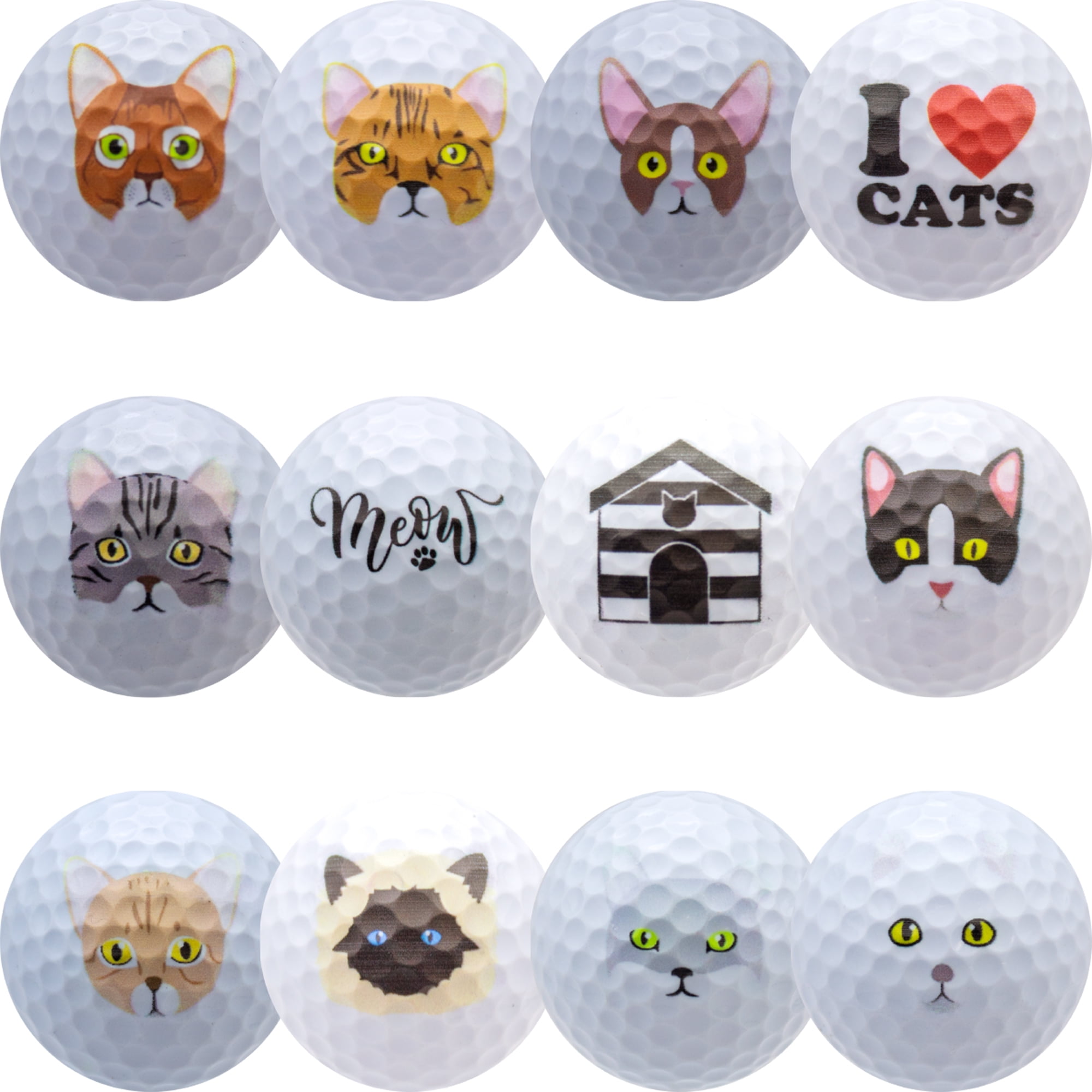 Cat Lover Golf Balls, 12 Pack by GBM GOLF - Walmart.com