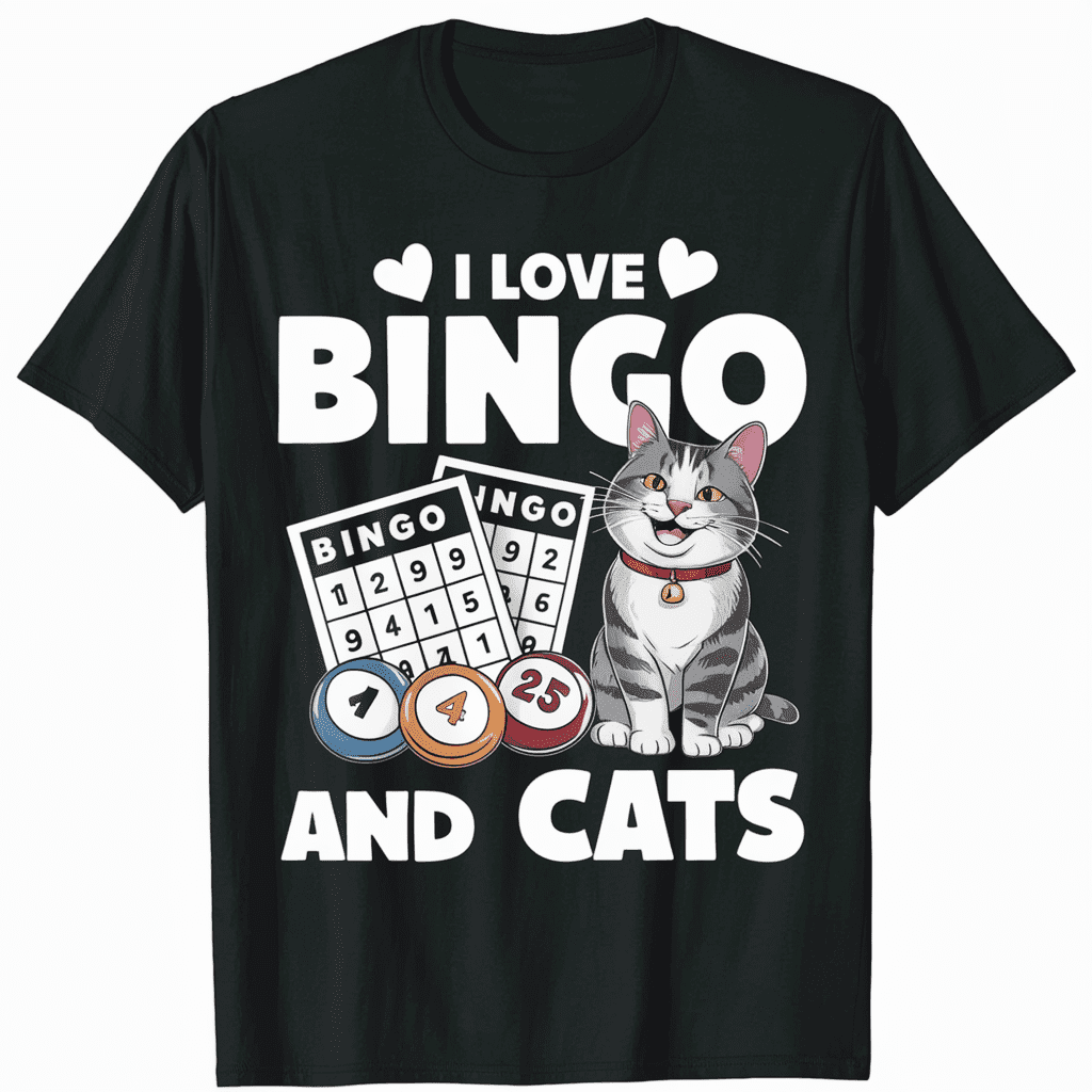 Cat Lover I Love Bingo And Cats Gambling Bingo Player Bingo T-Shirt ...
