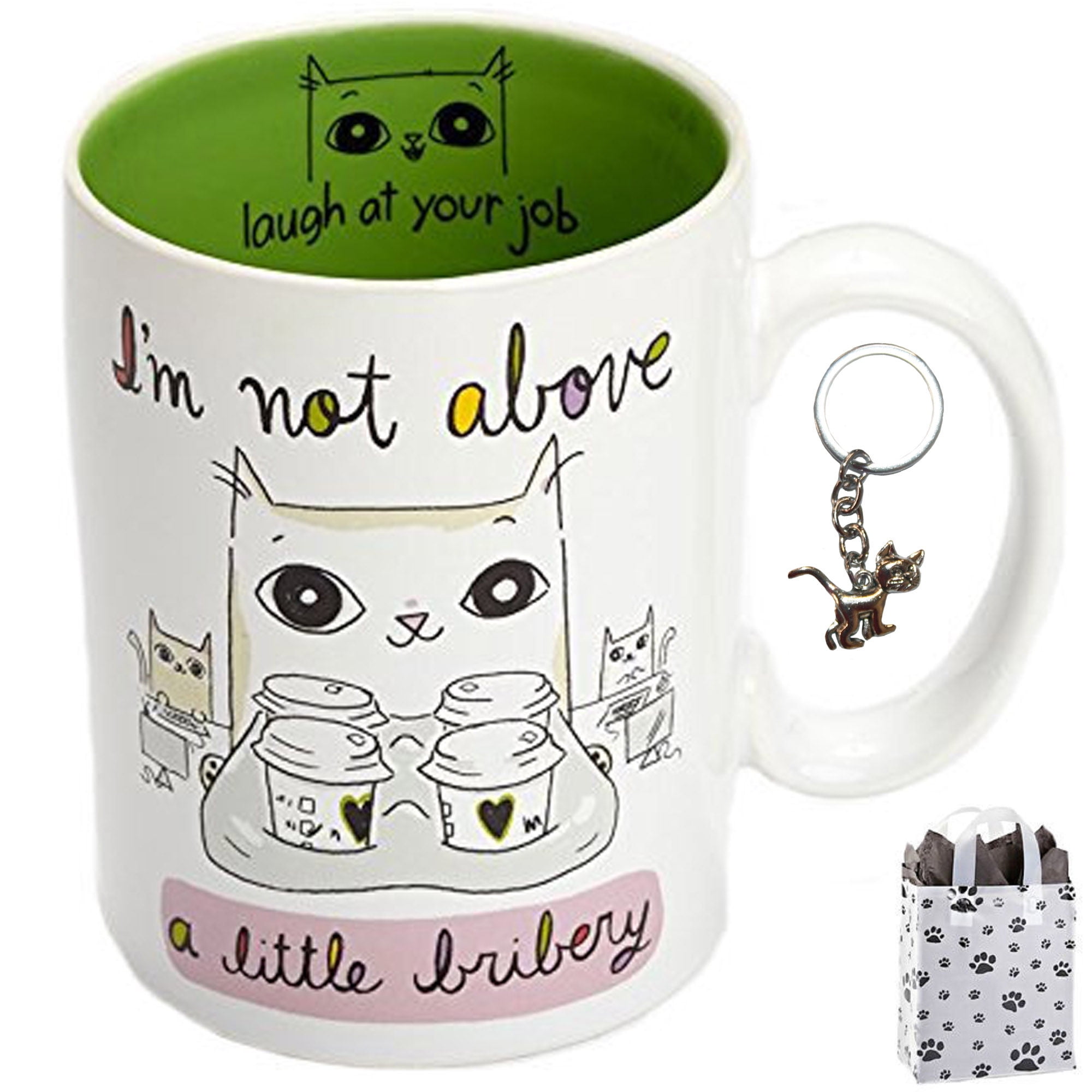 Cat Lover I'm Not Above A Little Bribery Cat Coffee Mug, Cat Keychain ...