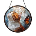 Cat Lover Orange Stained Glass Window Suncatcher, Round Butterfly Panel ...