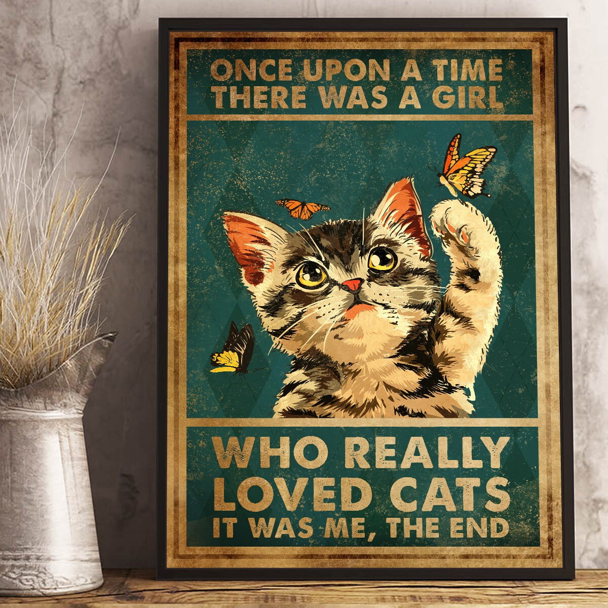 Cat Lover Poster, Home Decor Art There Was A Girl Gift,Living room wall ...