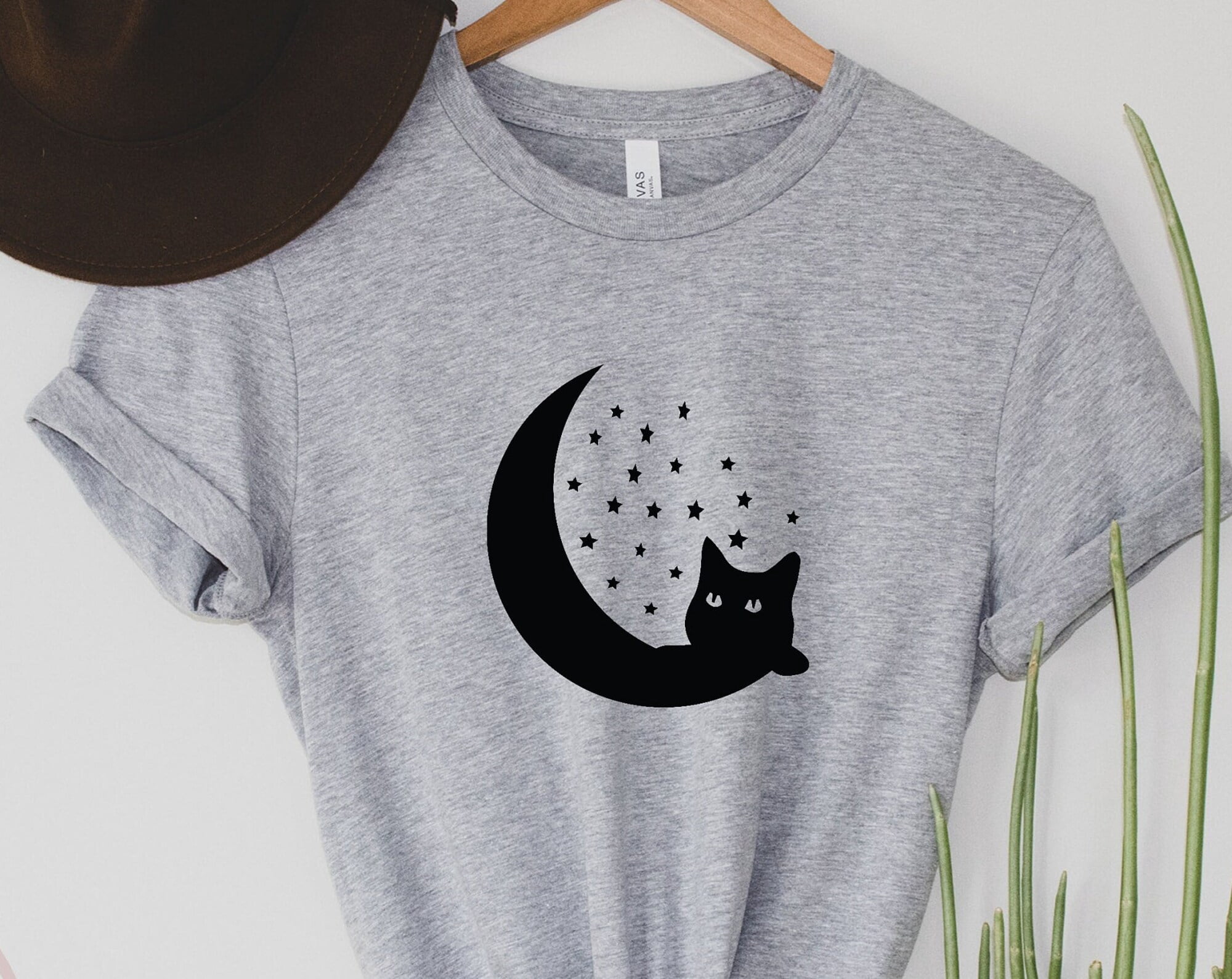 Cat Lover Shirt Cat Moon Shirt Cat Moon Stars Shirt Cat Mom Shirt ...