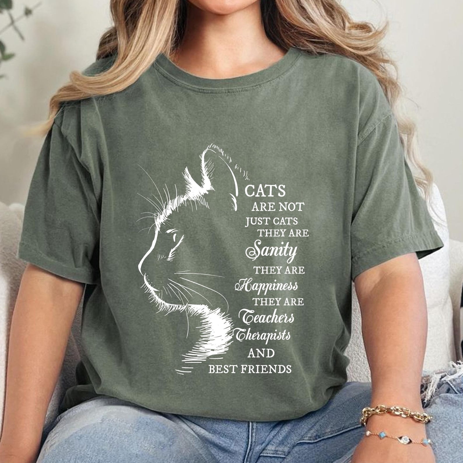 Cat Lover Shirt: Feline Therapy Tee, Inspirational Cat Quote - Walmart.com