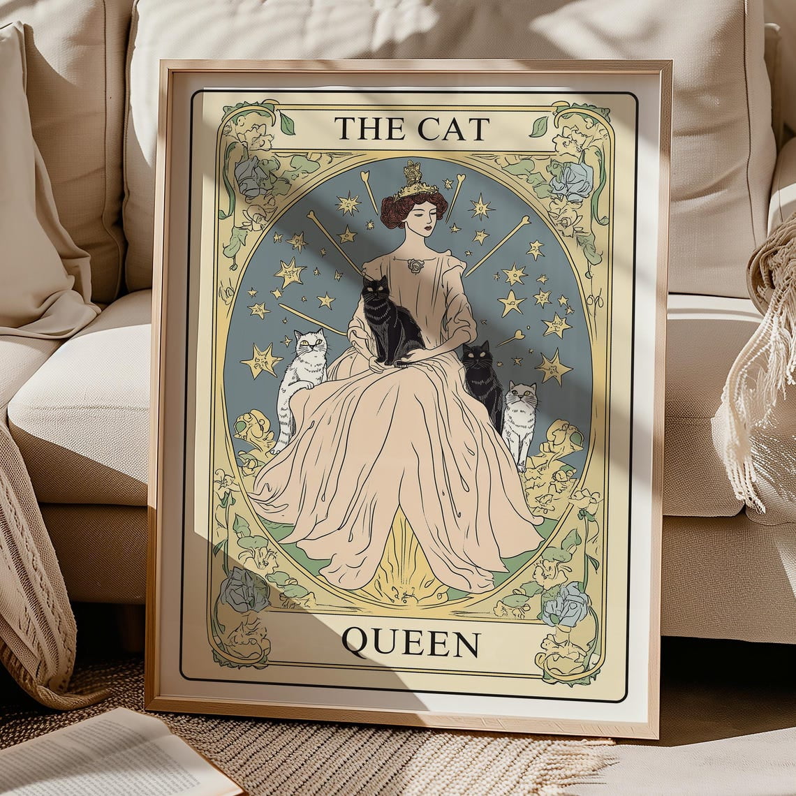 Cat Lover Tarot Art Print,Art Nouveau Cat Lady Wall Art,Vintage Cat Poster,Cat Mom Gift,Retro ...