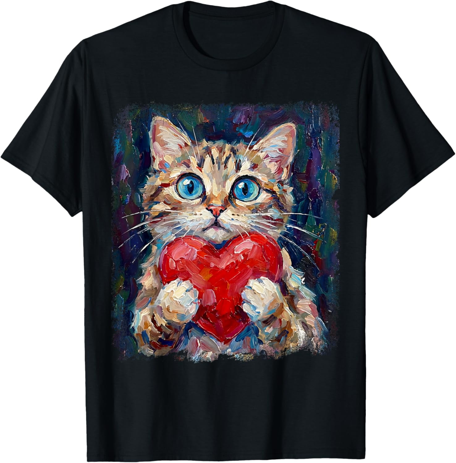 Cat Lover Valentine's Day Men T-Shirt Funny Heart Graphic Tee - Walmart.com