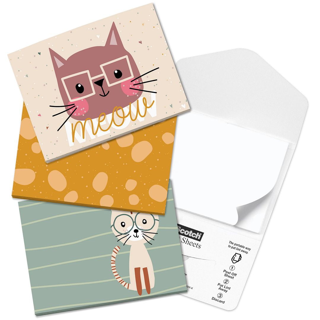 Cat Lovers Lint Sheet Packs / Set Of 3 Feline Lint Packs / 4" x 3" Lint ...