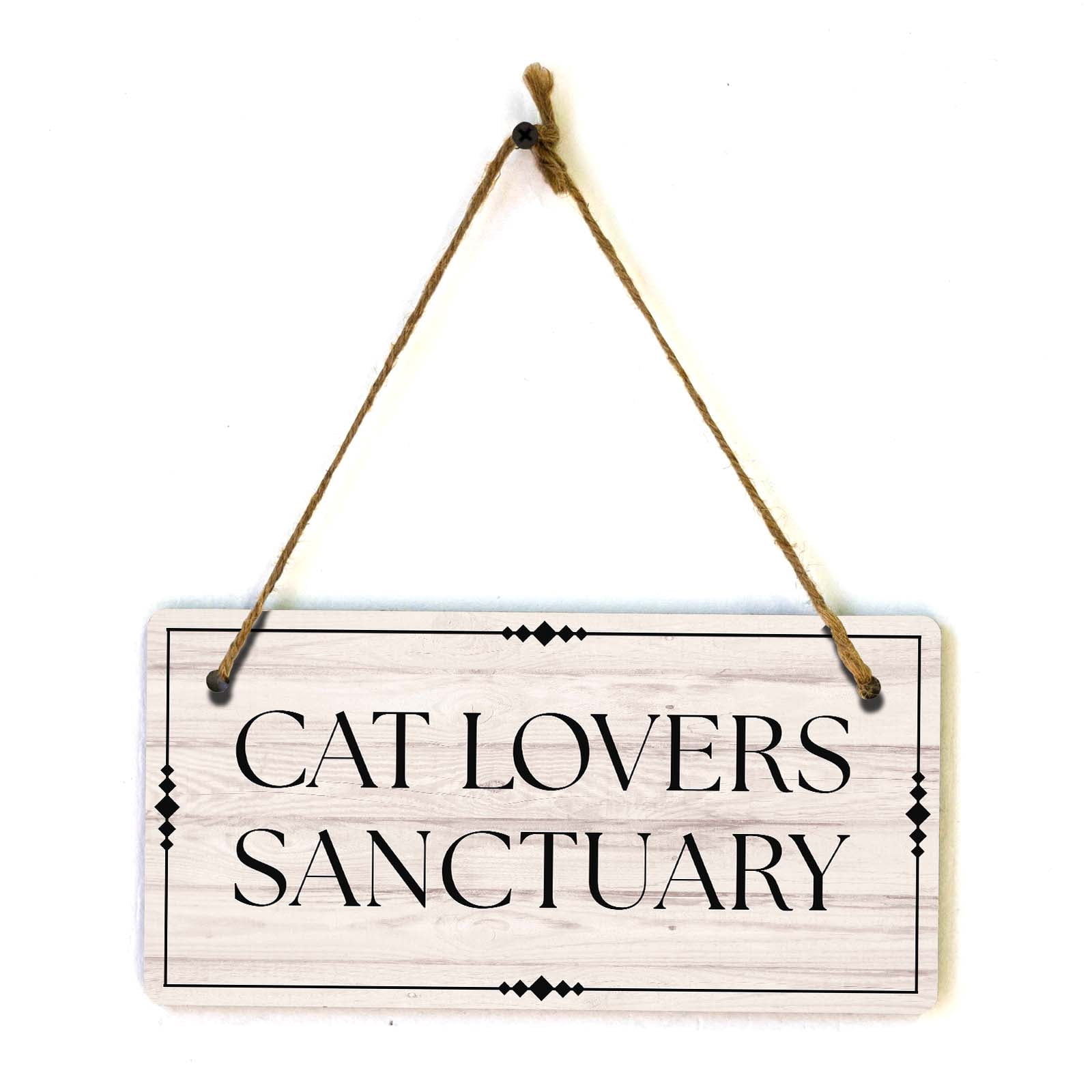 Cat Lovers Sanctuary | Rustic Wood 5 x 10" Hanging Sign | Cat Routine ...
