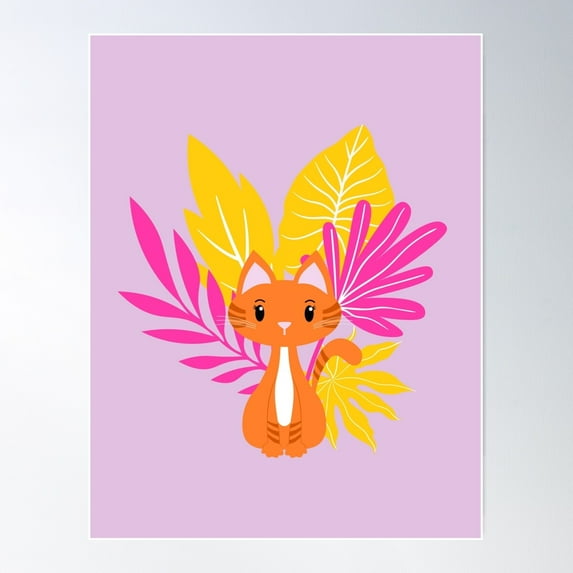 Cat Loves Botanical Poster Wall Art, Modern Wall Decor For Living Room ...