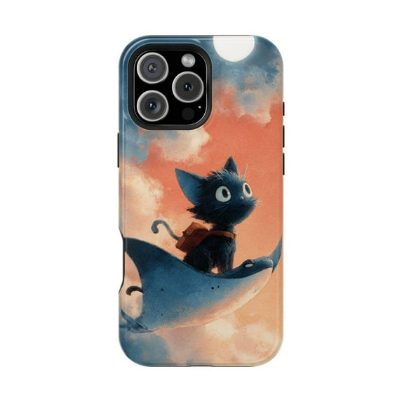 Cat Manta Ray Flying Anime Fantasy Illustration Case for iPhone 17 16 ...