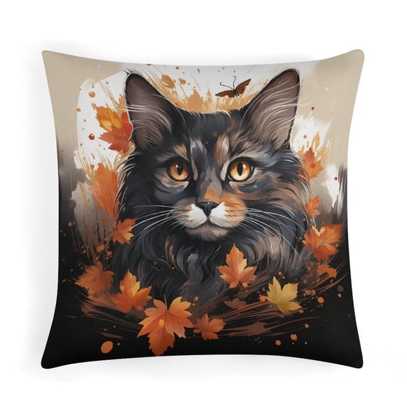Cat Maple Leaf Autumn Thanksgiving Butterfly Hello Pumpkin Pillow Case ...