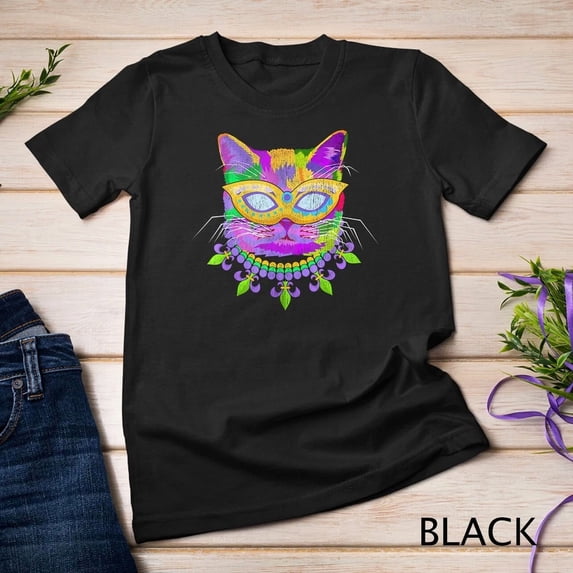 Cat Mardi Gras Festival Carnival Party Animal Aesthetic Graphic Shirt ...