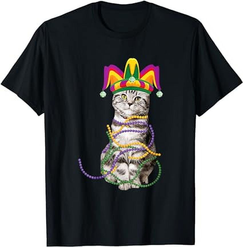 Cat Mardi Gras Party Carnival Jester Funny Animal Cat Lover T-Shirt ...