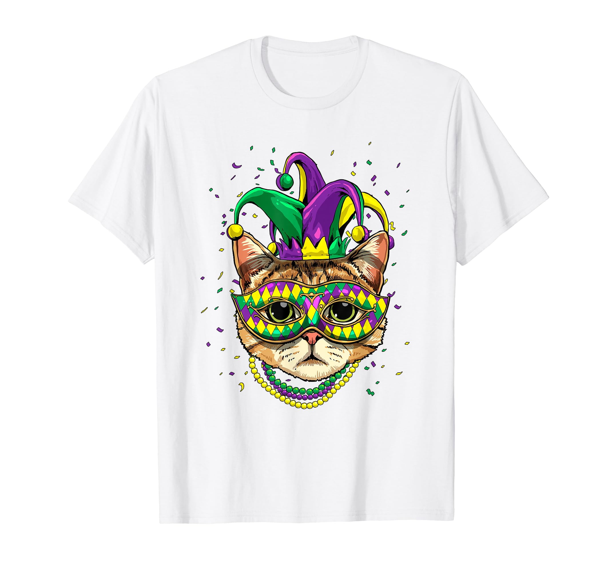 Cat Mardi Gras Party Carnival Jester Kitty Animal Cat Lover T-Shirt ...