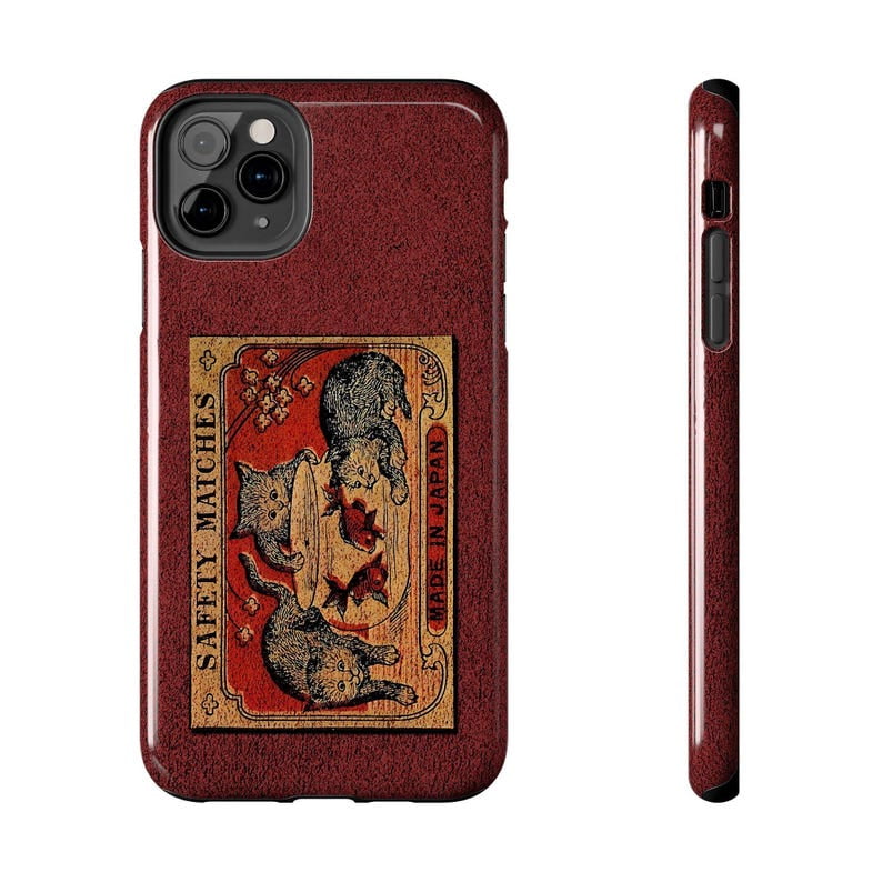 Cat Matchbox Phone Case for iPhone 11-17 Japanese Retro Kitten ...