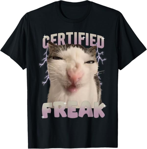 Cat Meme Certified Freak Eat Cement Cursed Cat Funny T-Shirt,Royal Blue ...
