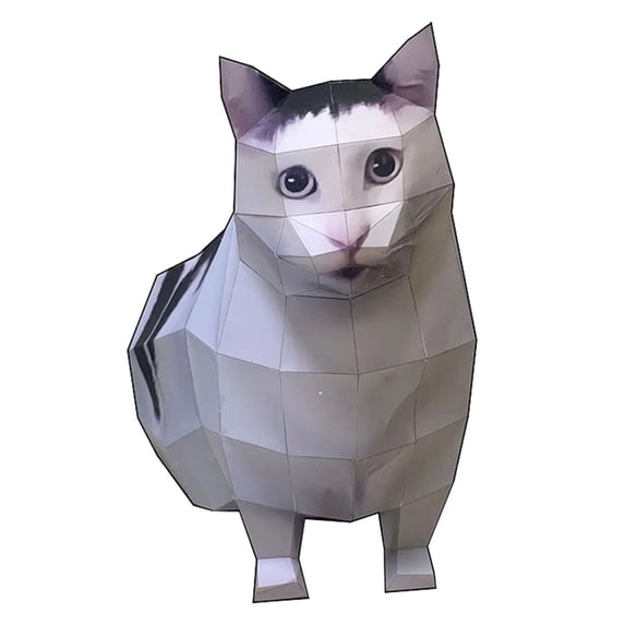 Cat Meme Origami Papercraft Kit, Cute 1:1 Life Scale 3D Kitten Paper ...
