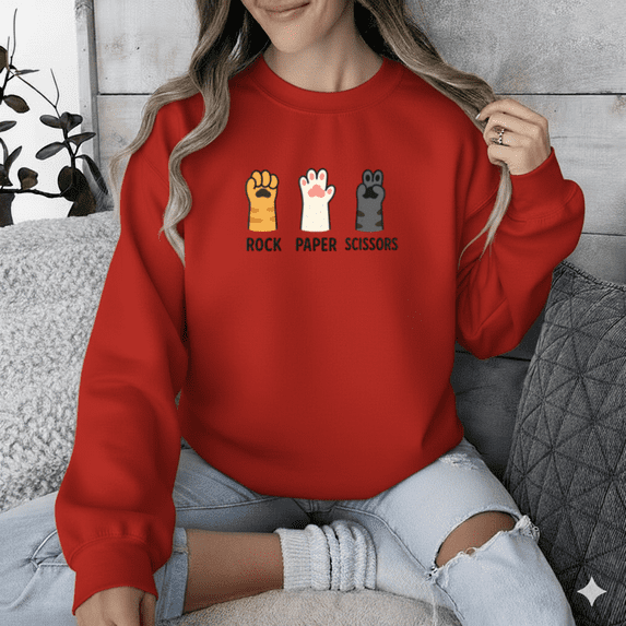 Cat Meme Quote Sweatshirt Funny Rock Paper Scissors Pet Lover Humor ...