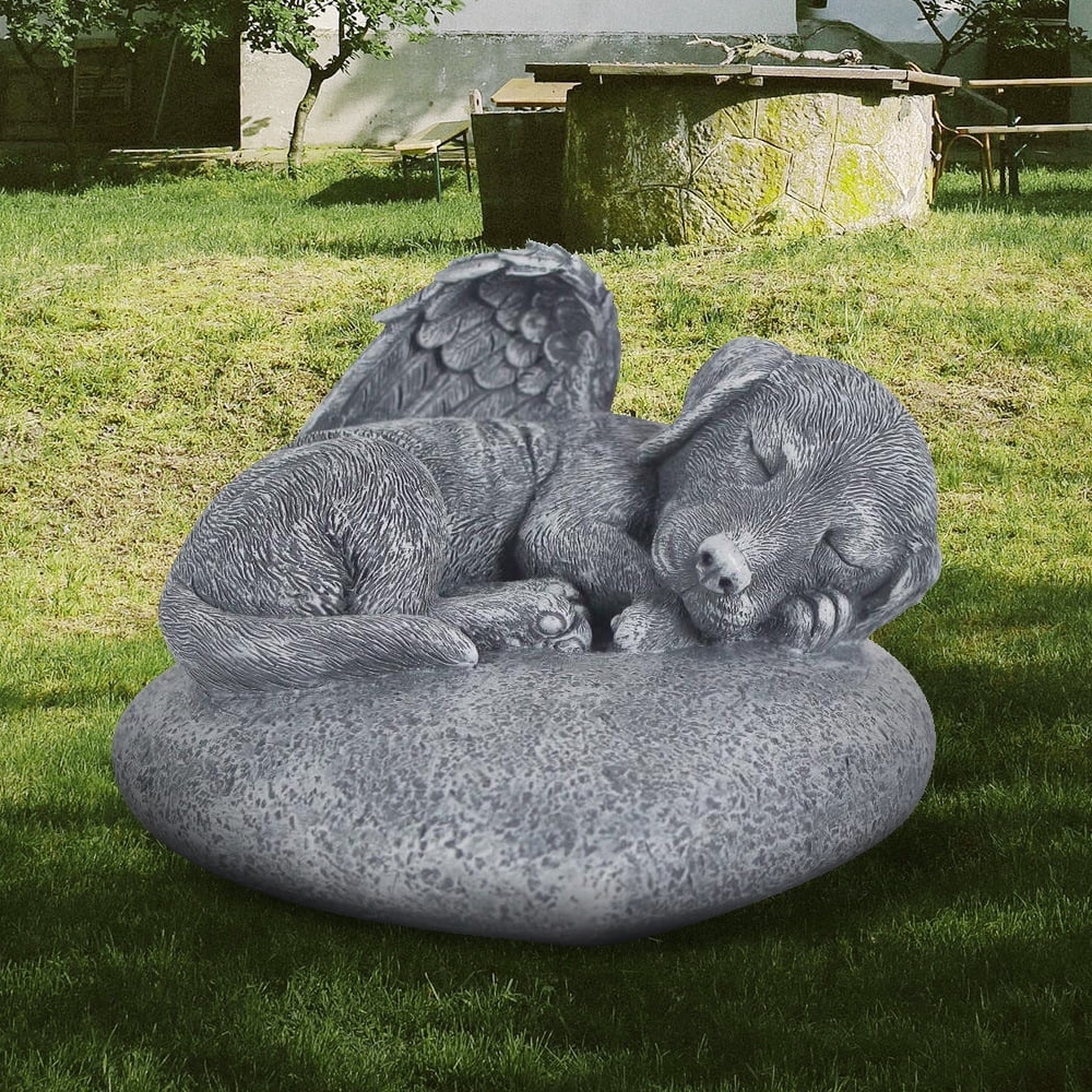 Cat Memorial Gifts- Angel Cat Statue Sleeping on a Heart-Shaped Pet ...