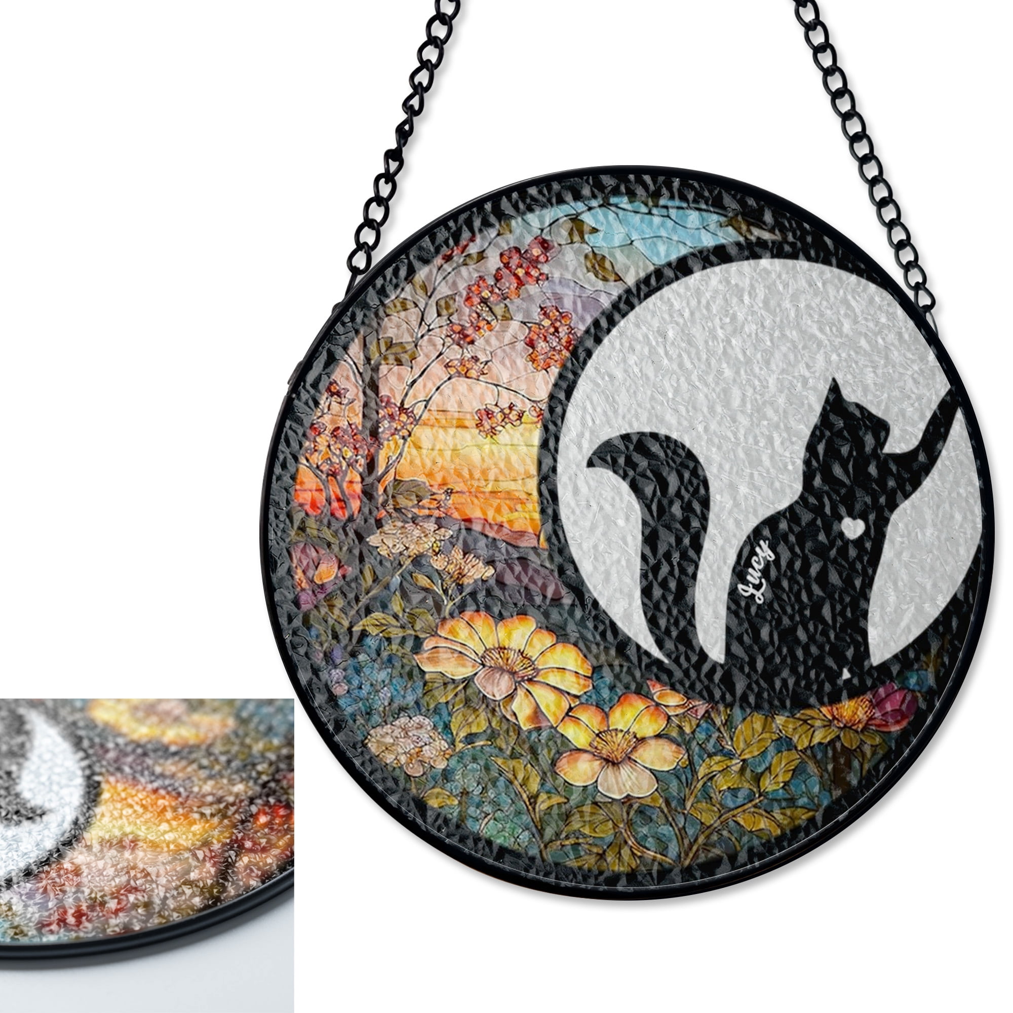 Cat Memorial Personalized Stained Glass Suncatcher, Pet Loss Window ...