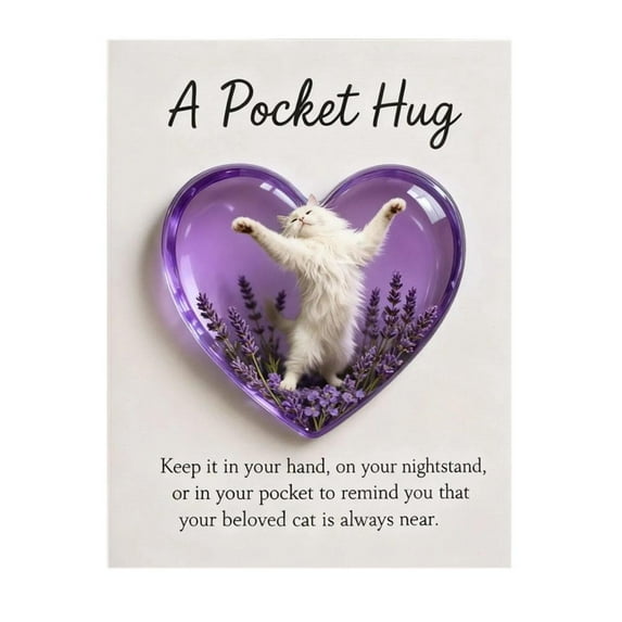 Cat Memorial Pocket Hug, Heart-Shaped with Inspirational Cards,Resin ...