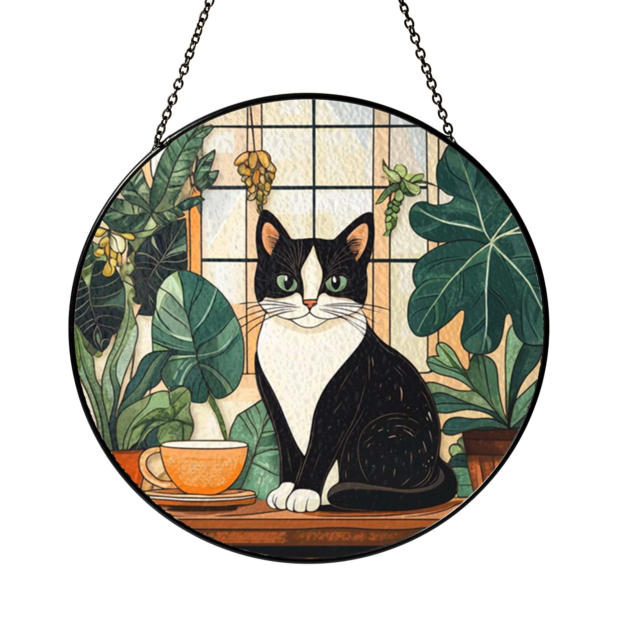 Cat Memorial Stained Glass Style Suncatcher, Cute Kitty Window Hanging ...