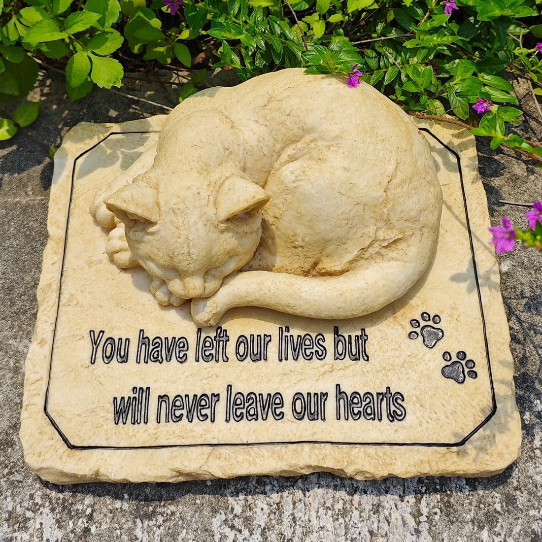 Cat Memorial Stones Grave Markers with A Sleeping Cat Statue on The Top ...