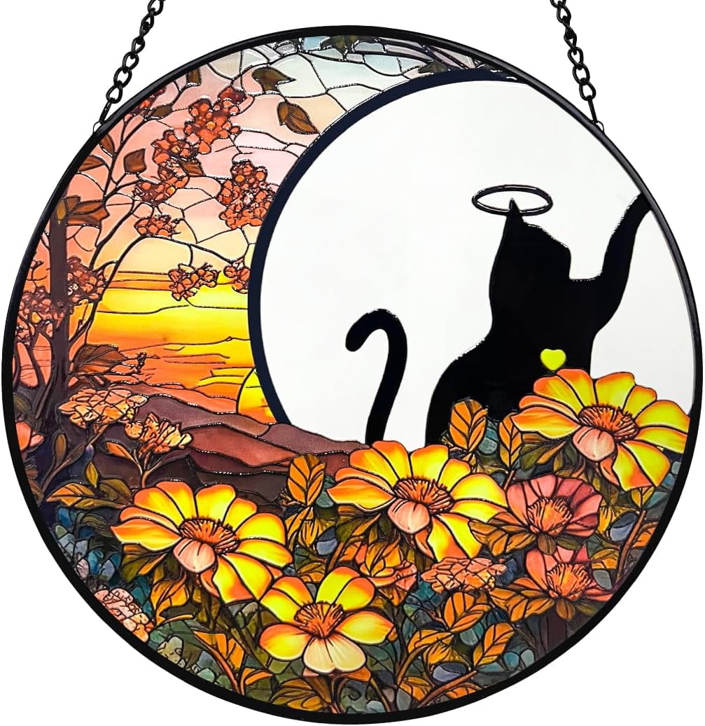 Cat Memorial Suncatchers for Windows Hanging- Stained Glass Windows ...