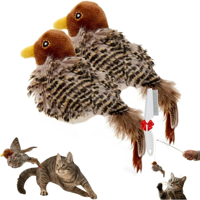 Cat Meowdy Bird Toy, Cate Meowdy Interactive Chirping Bird Cat Toy ...