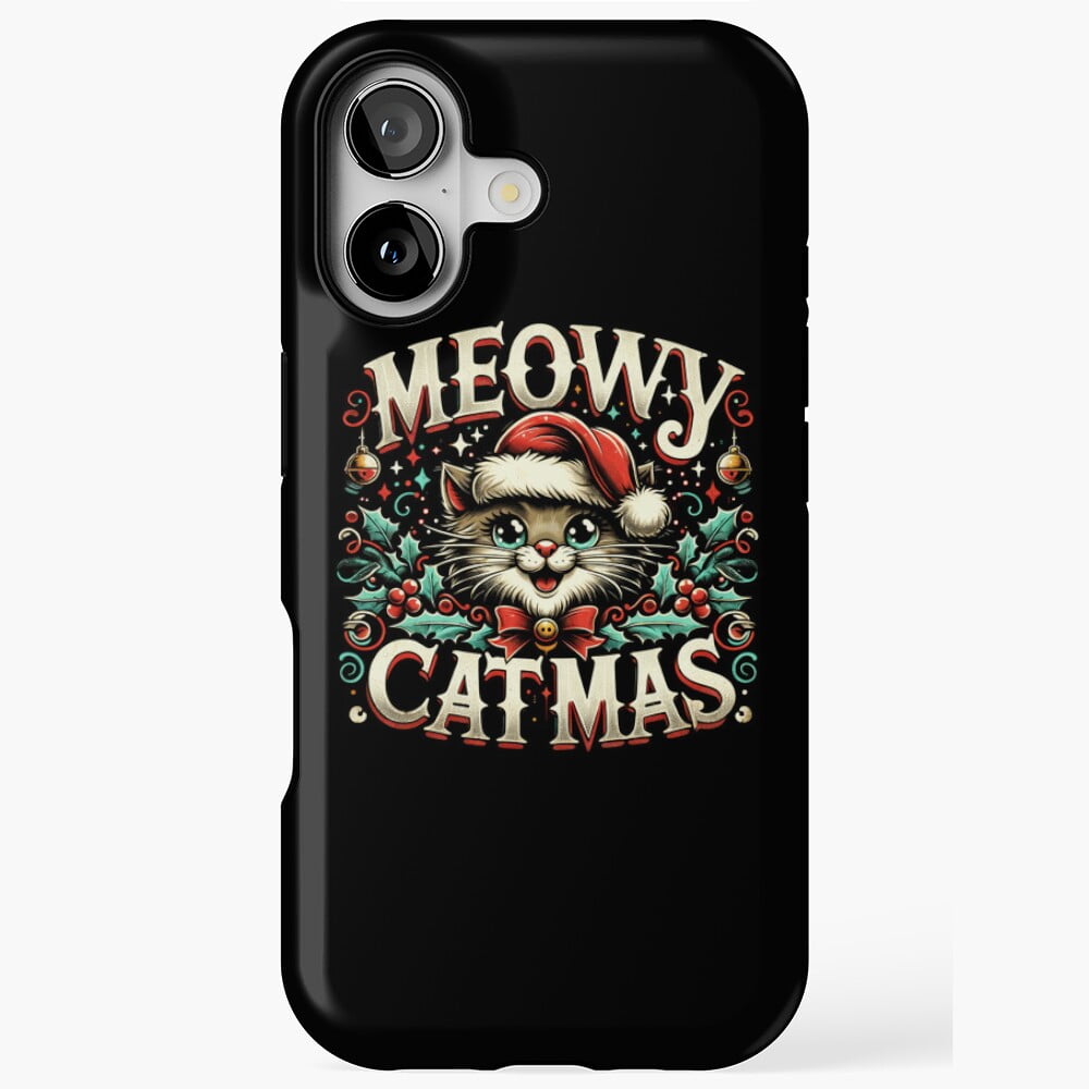 Cat Meowy Family Matching Pajamas Holiday Case iPhone 17 16 15 14 13 12 ...