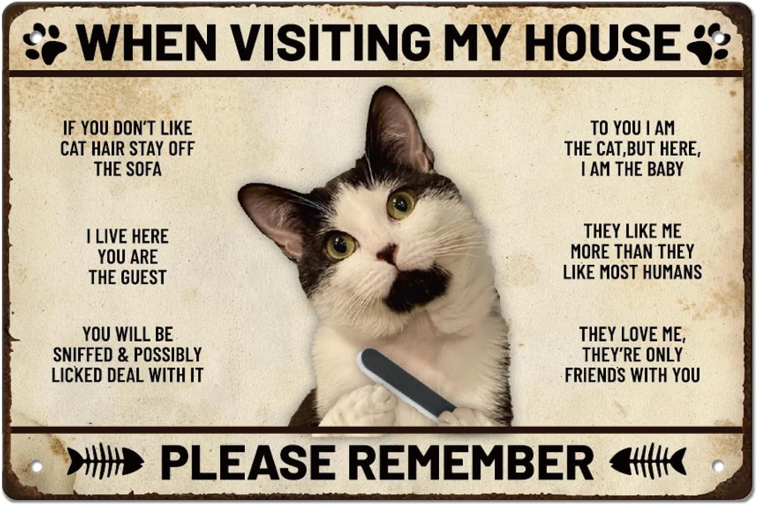 Cat Metal Tin Signs Vintage Art Iron Rustic Wall Decor When Visiting My ...