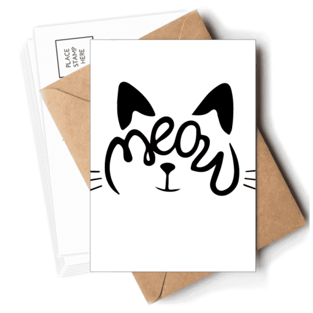 Cat Mewing Quote Animal Cartoon Postcards Envelopes Blank Note Cards ...