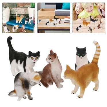 Toymany 8-Piece Grey & Orange Cat Figurine Set, Realistic Kitten Toys ...