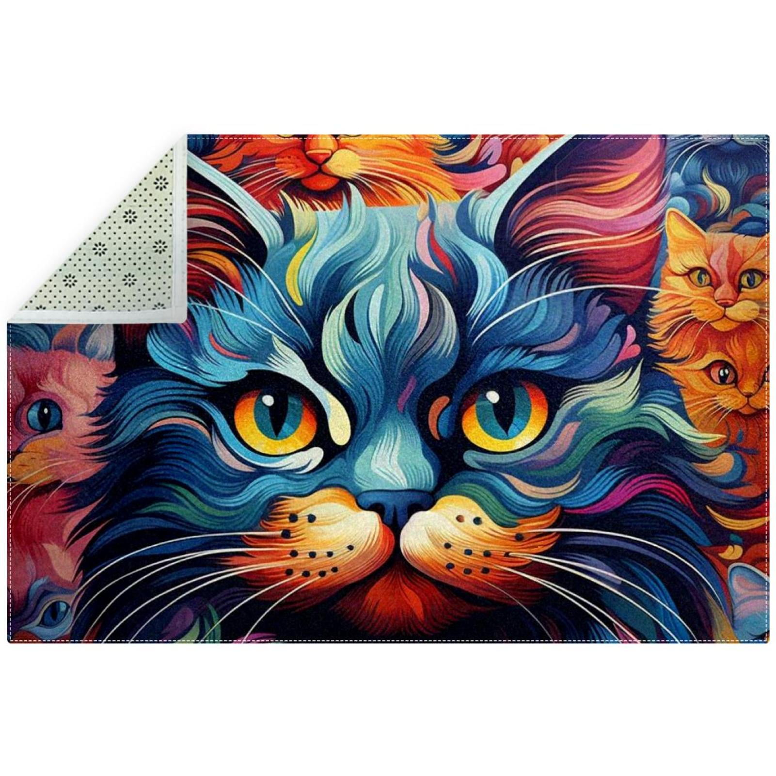 Cat Modern Geometric Polyester Indoor Rug - Stylish Right-Angle Floor ...