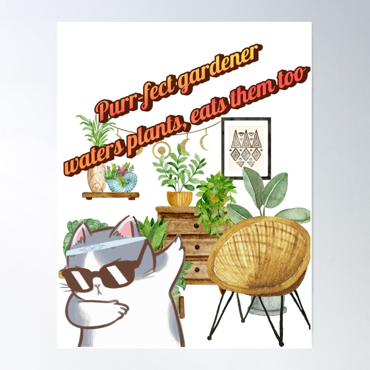 Cat Mom, Car Dad, Purr-Fect Gardner Cat, Plants Lover Poster Wall Art ...