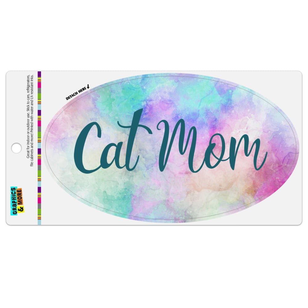 Cat Mom Colorful Automotive Car Refrigerator Locker Vinyl Euro Oval ...
