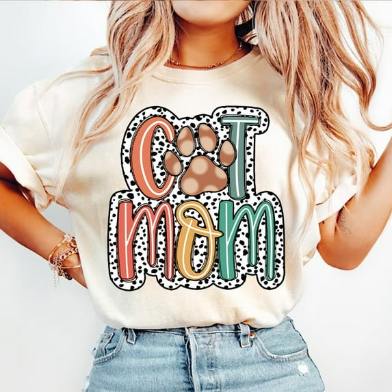Cat Mom Dalmatian Dots, Cat Paw Cat Mama shirt Cat Mama Cat Mom, Cat ...