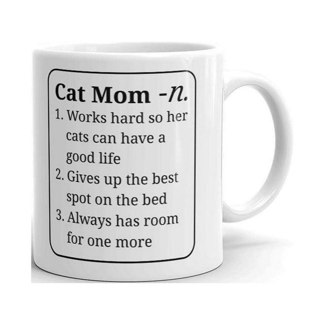 Cat Mom Definition Lover Funny Coffee Tea Ceramic Mug Office Work Cup