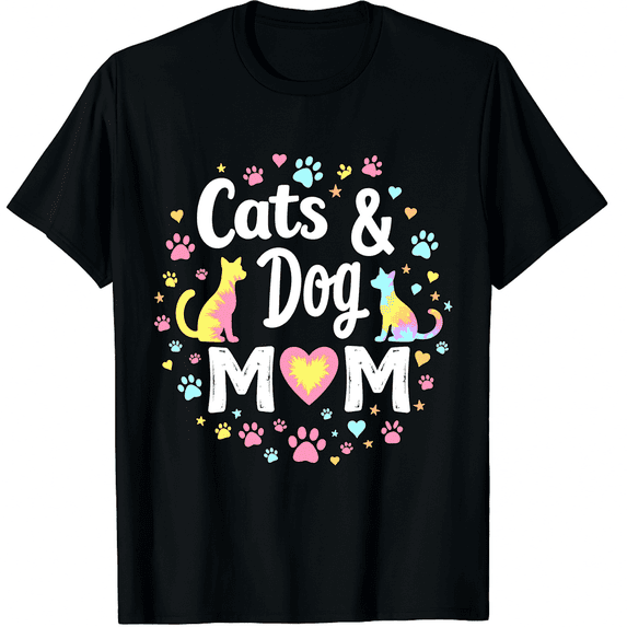 Cat Mom Dog Mom Girl Women Mother's Day Pet Lover Tie Dye Graphic Crew ...