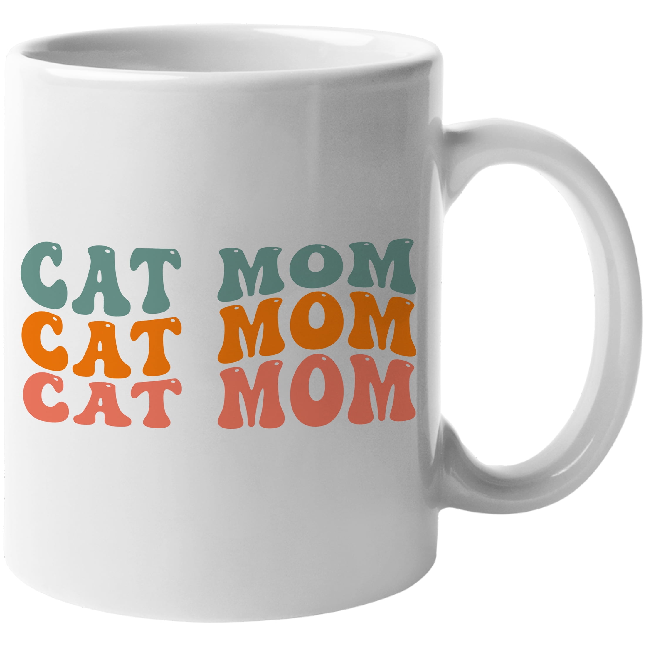 Cat Mom, Name for Moms or Mothers of Cats, Groovy Retro Wavy Text Merch ...
