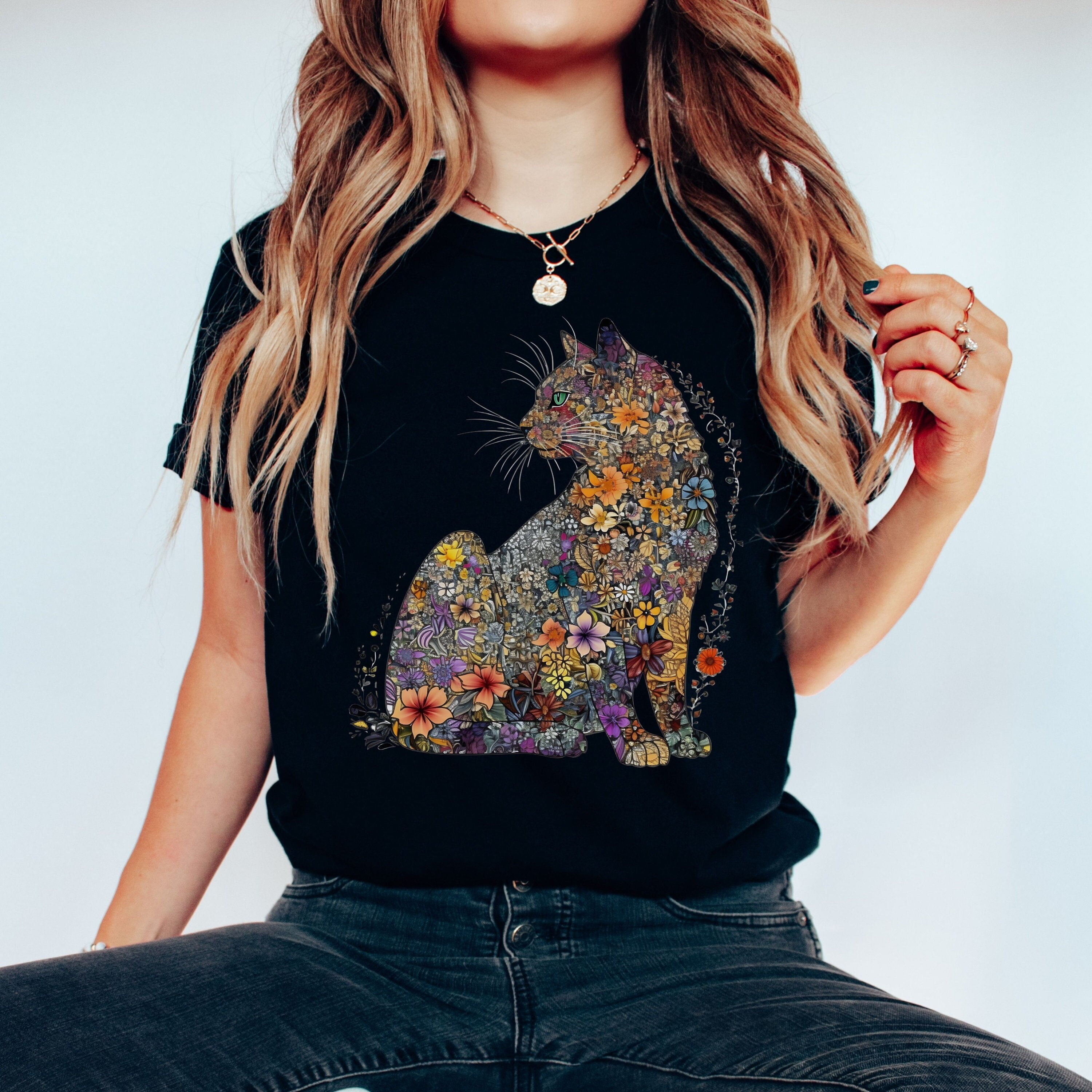 Cat Mom Shirt Floral Cat Shirt Purr Shirt Cat Mom Floral Cat Tee Cat ...